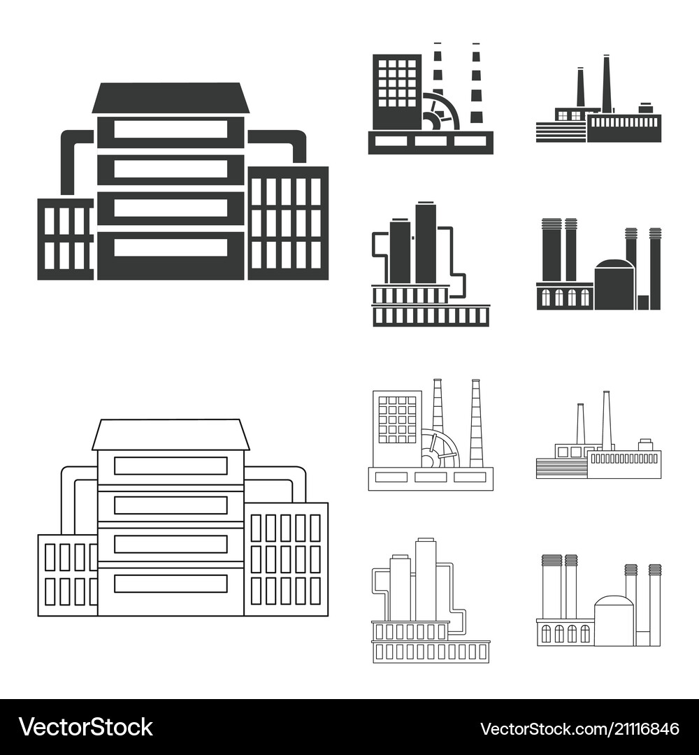 Industry productionfactory set collection icons Vector Image