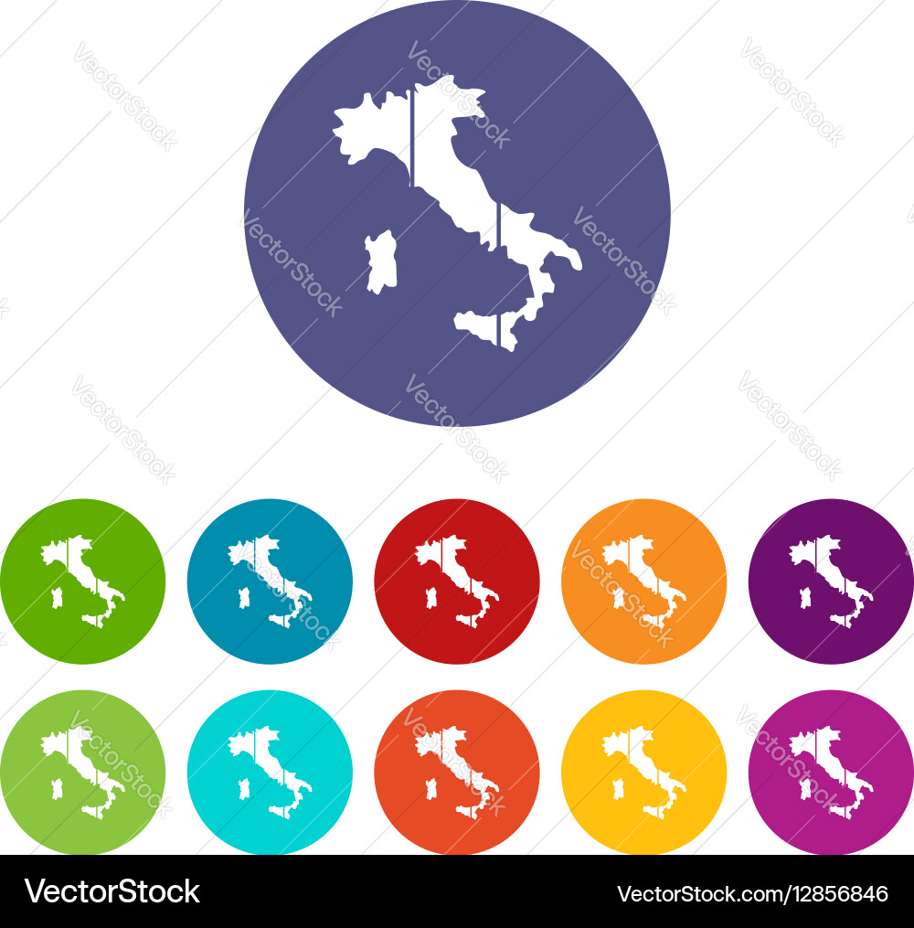 Map of italy set icons Royalty Free Vector Image