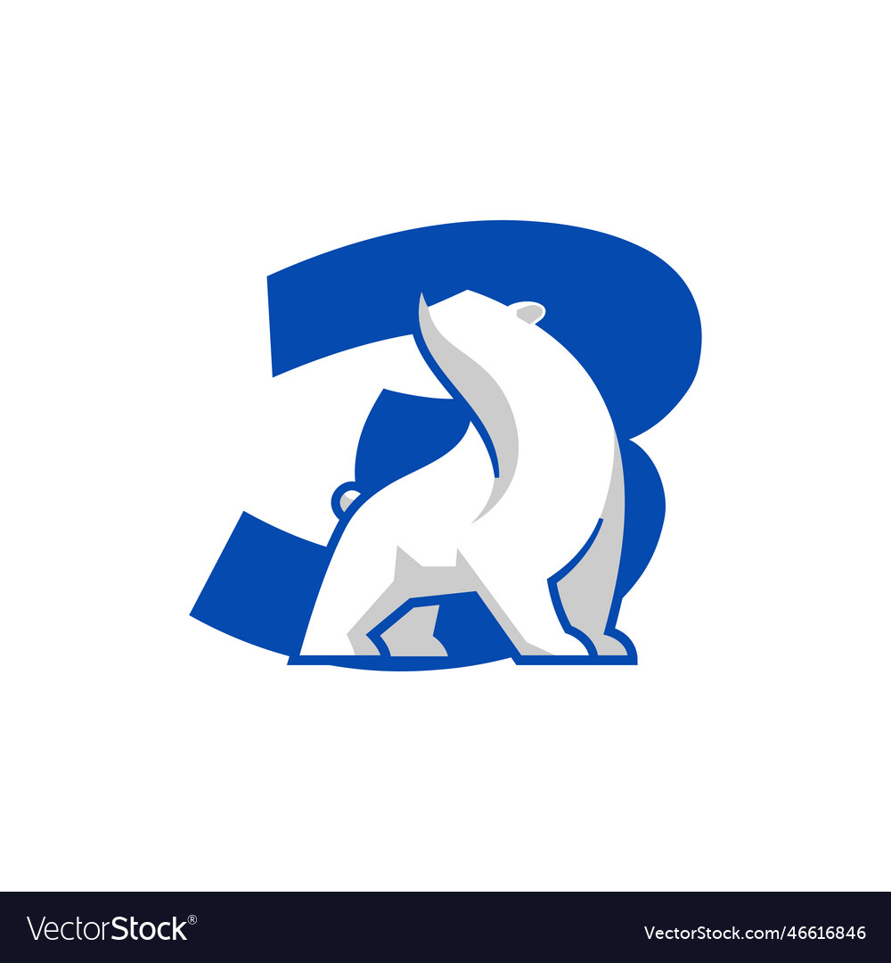 Numeric 3 polar bear Royalty Free Vector Image