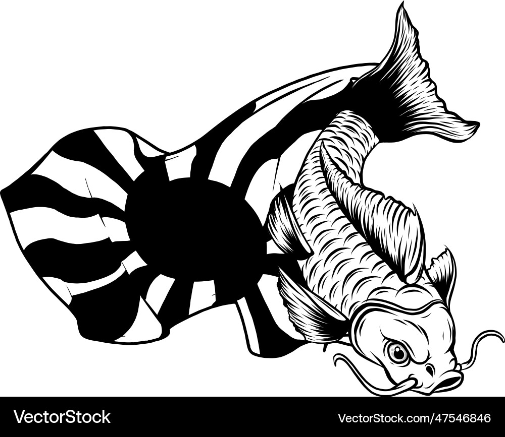 Of outline carp fish design Royalty Free Vector Image