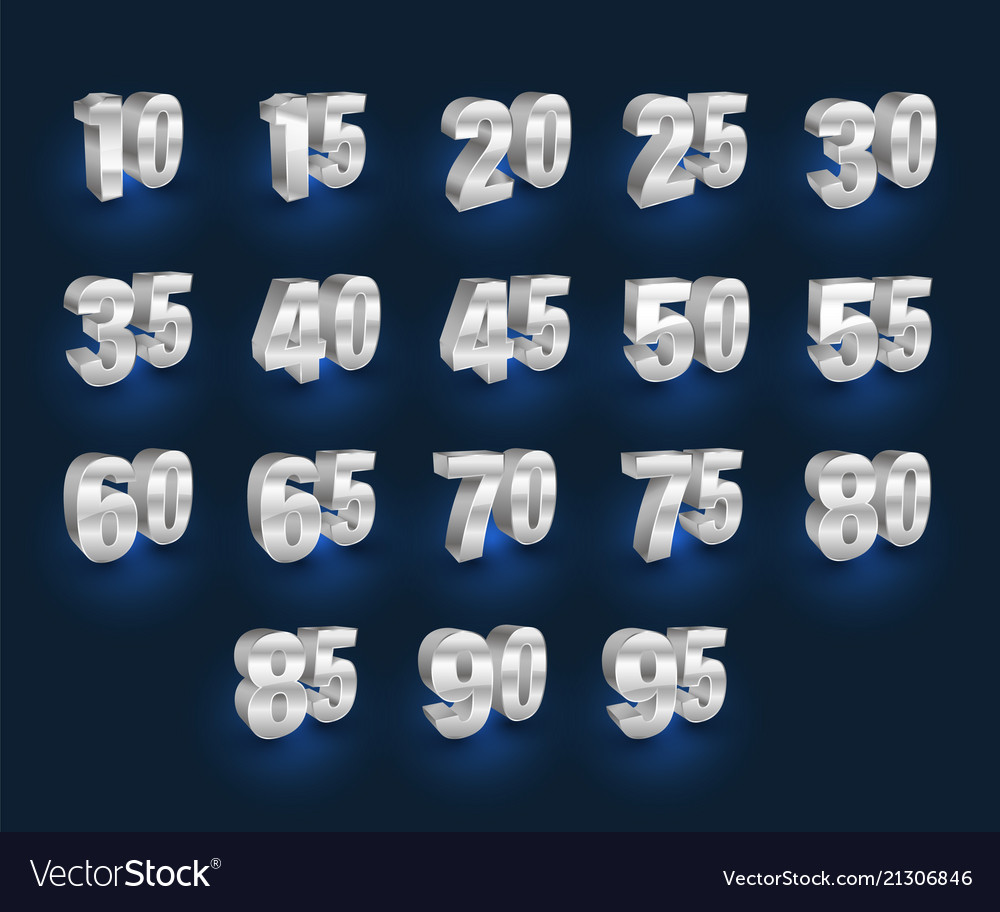 Set of number 3d Royalty Free Vector Image - VectorStock