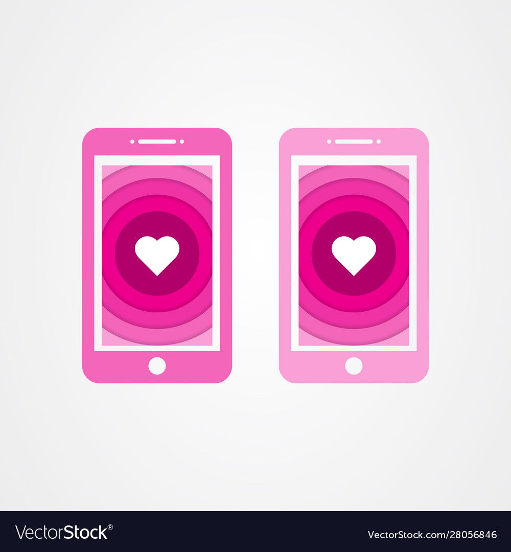 Smart phone with a heart on its screen valentines Vector Image