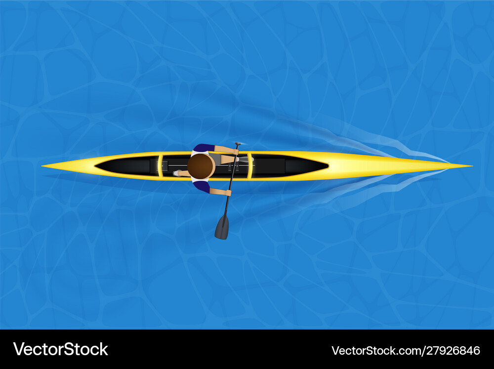 Sprint single canoe with paddler Royalty Free Vector Image