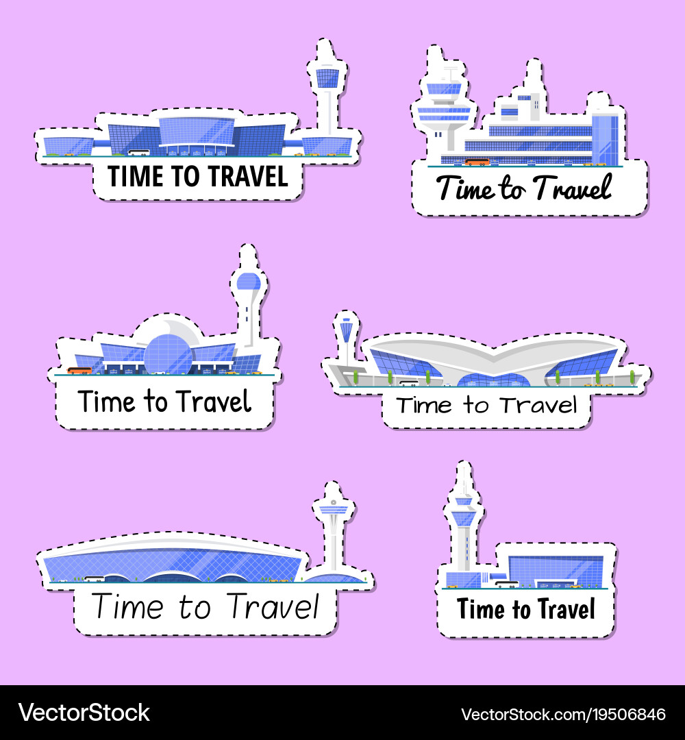 Time to travel isolated labels set Royalty Free Vector Image