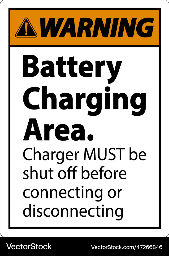 Warning charger must be shut off sign on white Vector Image