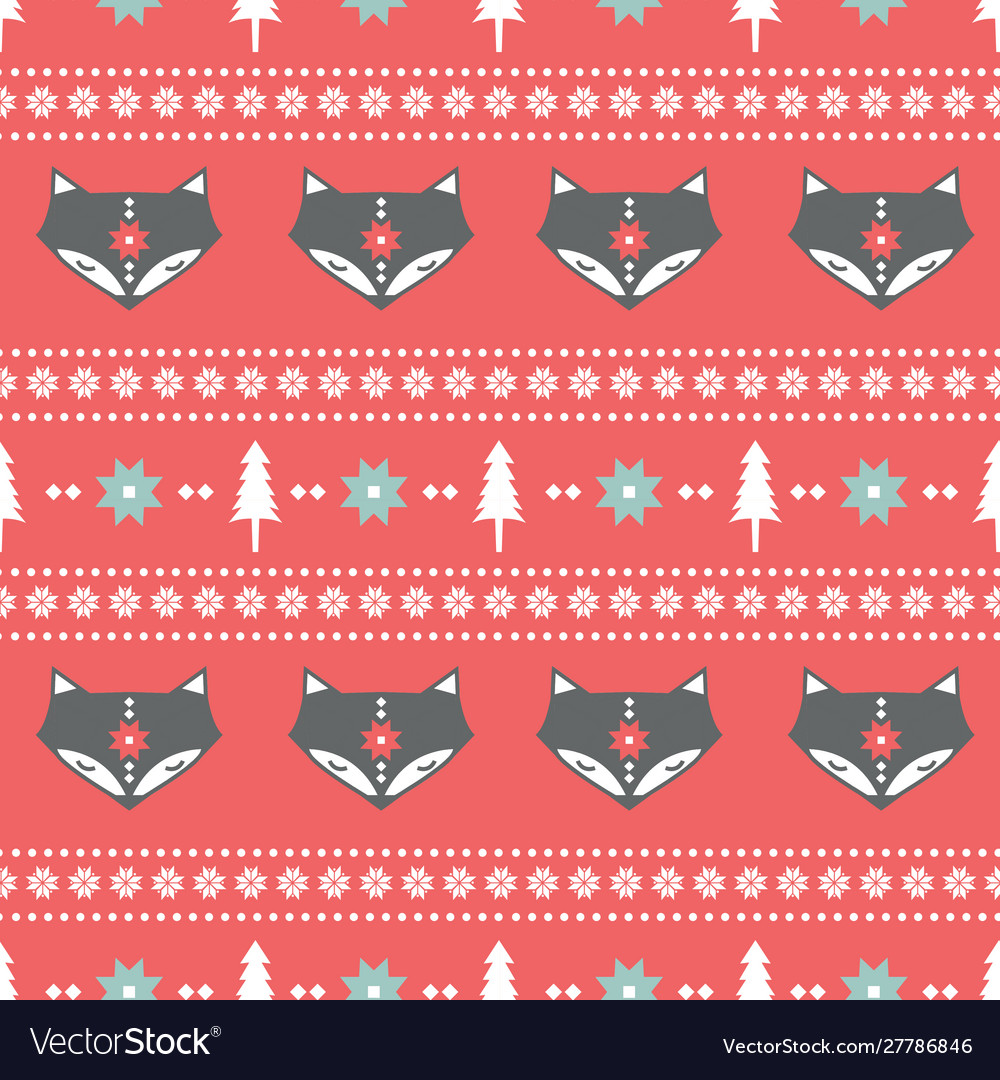 Winter folk art seamless pattern in scandinavian Vector Image Winter folk art seamless pattern in scandinavian Vector Image