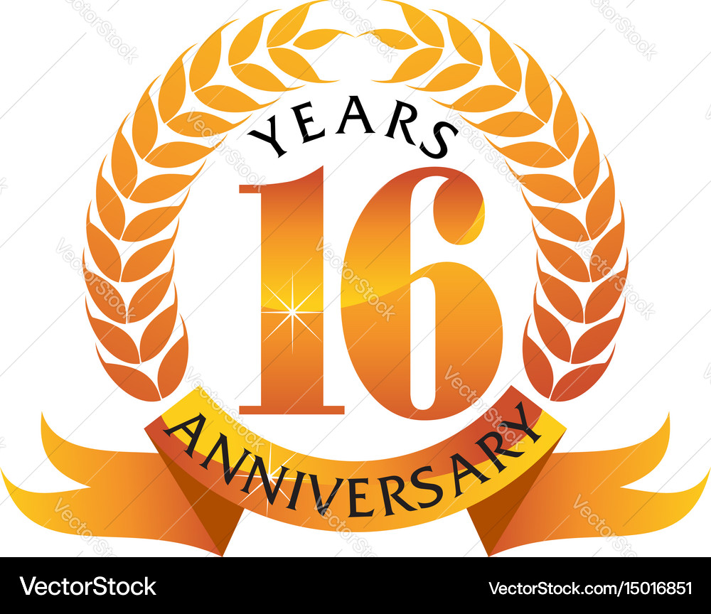 16 years ribbon anniversary Royalty Free Vector Image