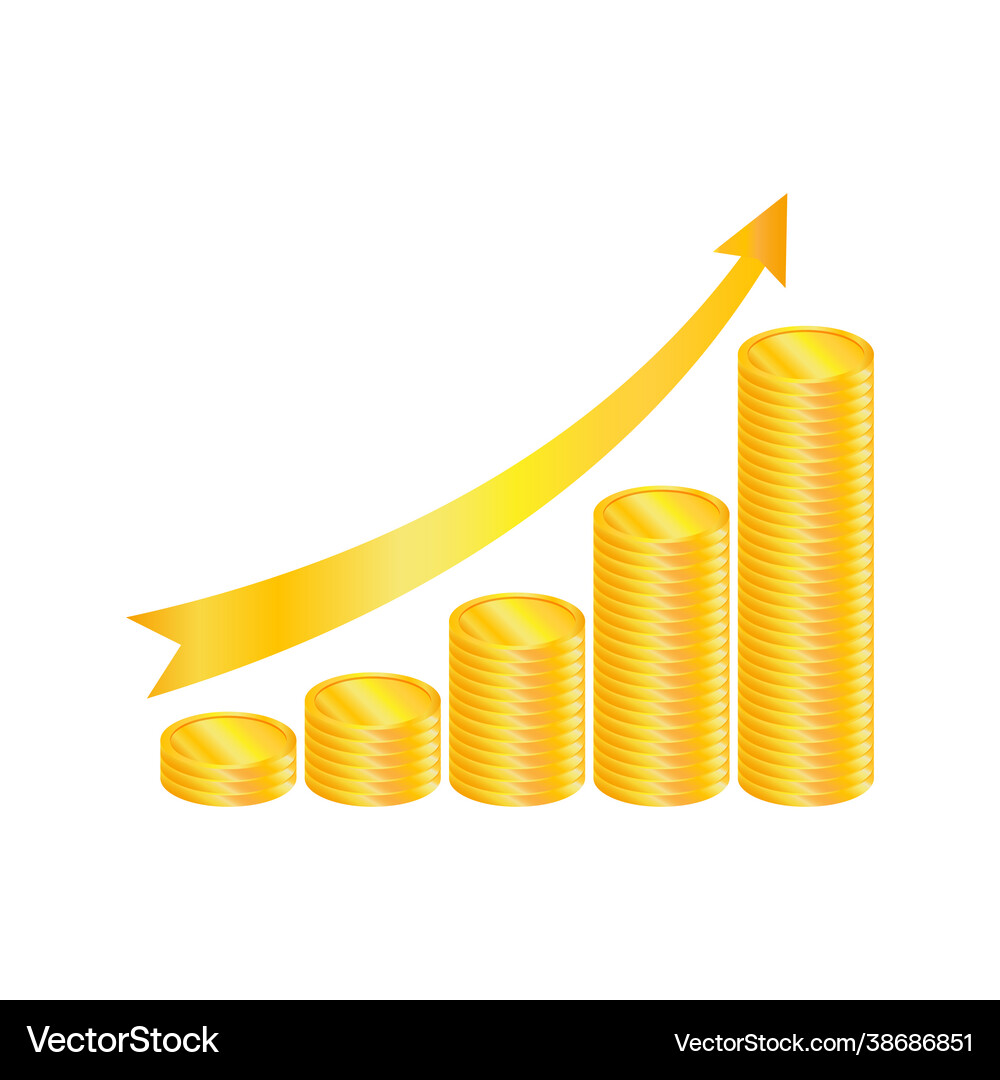 A growing graph financial growth Royalty Free Vector Image