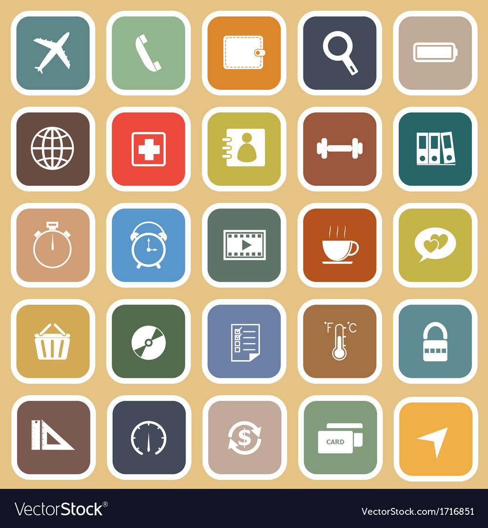 Application flat icons on orange background set 2 Vector Image