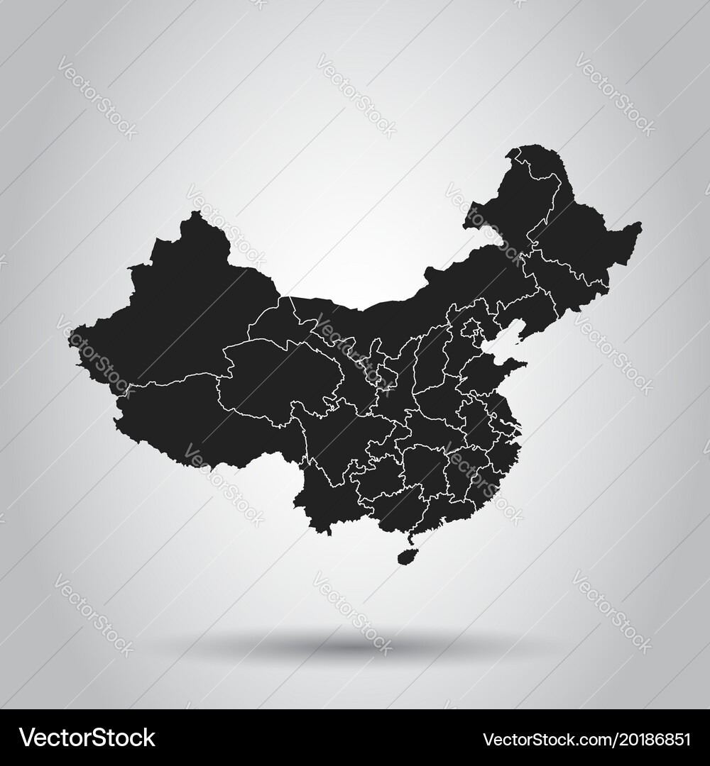 China map flat on white background Royalty Free Vector Image