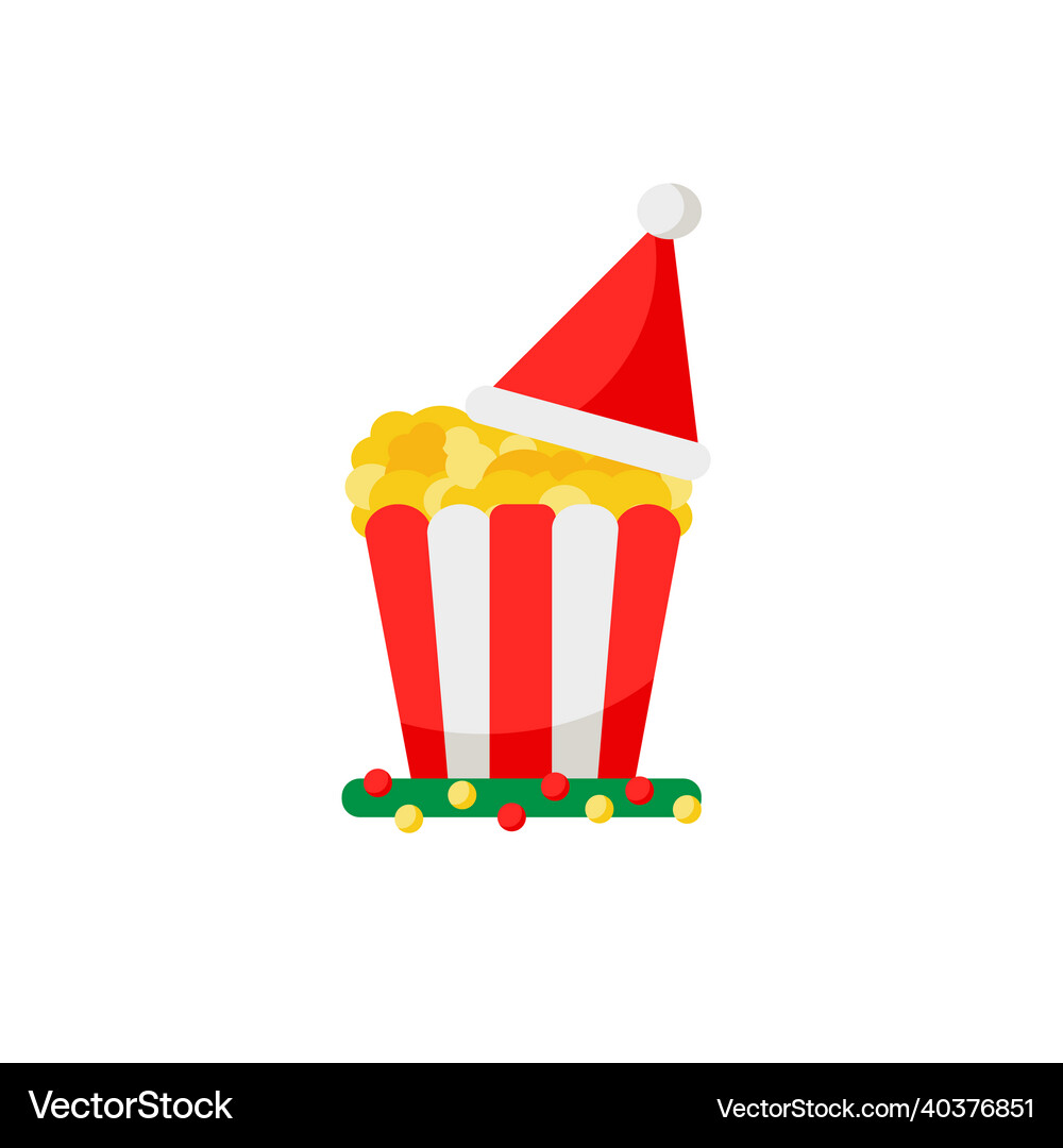 Christmas icon - popcorn santa hat on a box Vector Image