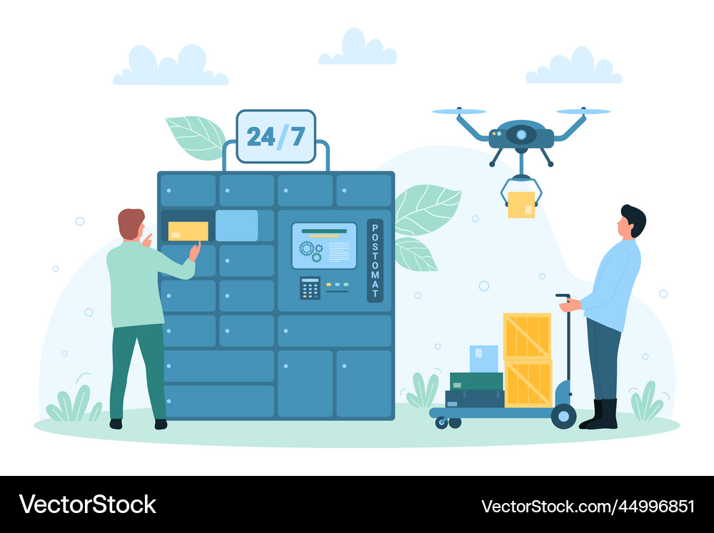 Delivery express service tiny people receive Vector Image