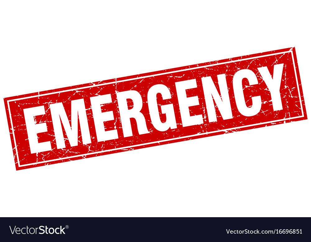 Emergency red square grunge stamp on white Vector Image