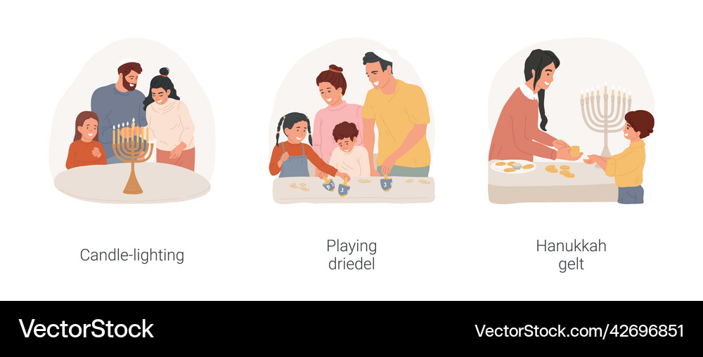 Hanukkah traditions isolated cartoon Royalty Free Vector