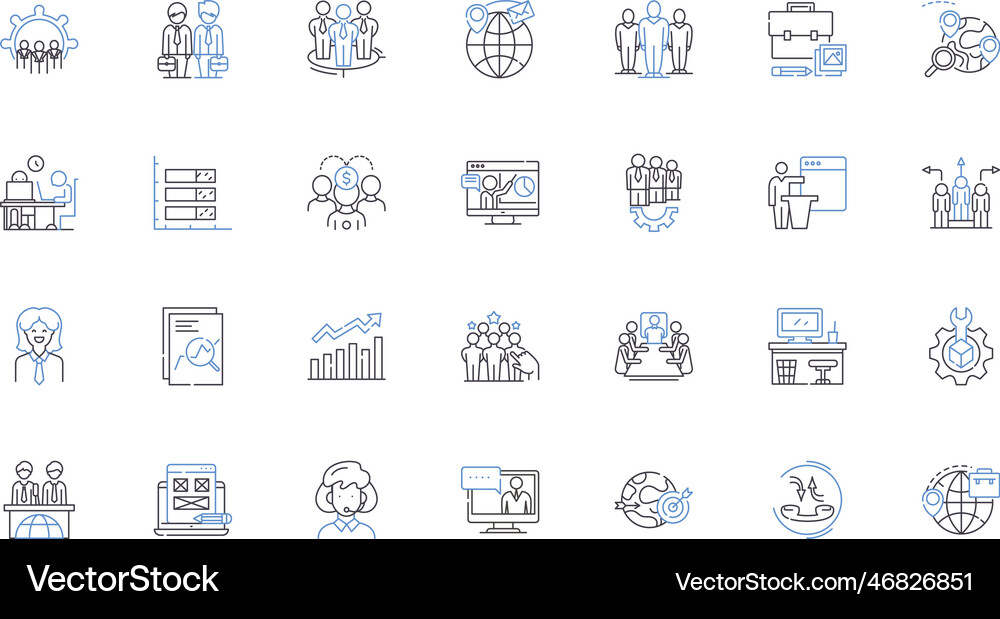 Independent contractor line icons collection Vector Image