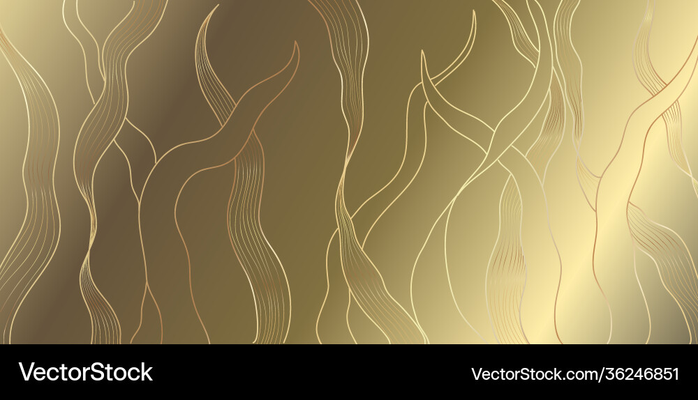 Luxury gold line floral pattern with leaves Vector Image