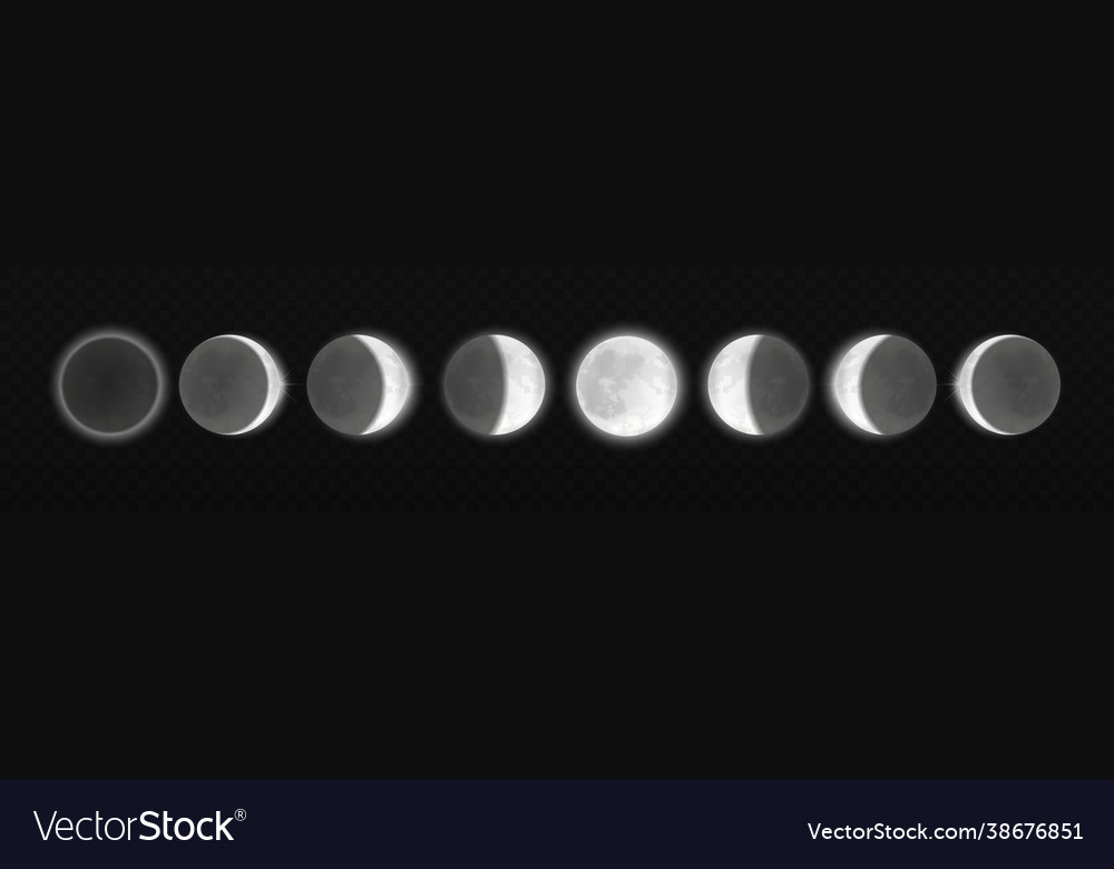 Moon eclipse different phases realistic Royalty Free Vector