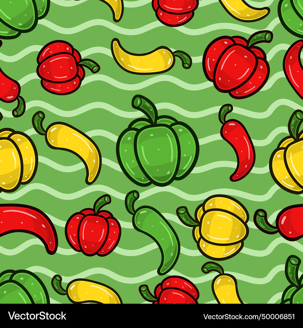 Paprika seamless pattern in cartoon style perfect Vector Image