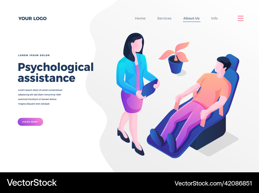 Psychological assistance isometric landing page Vector Image