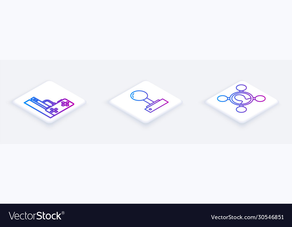 Set isometric line game console with joystick Vector Image