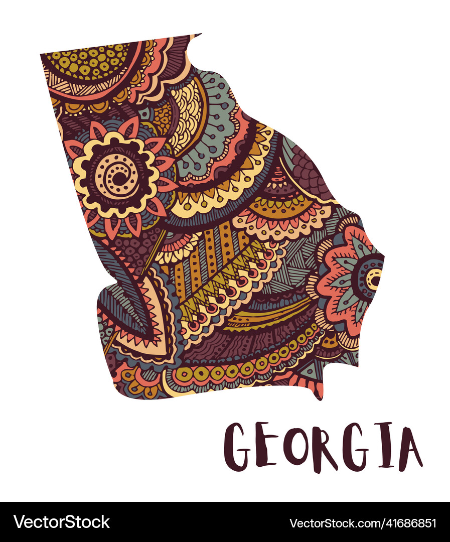 Stylized map of the state georgia Royalty Free Vector Image