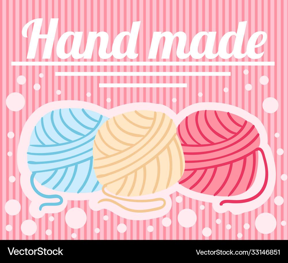 Three wool balls different color handmade craft Vector Image