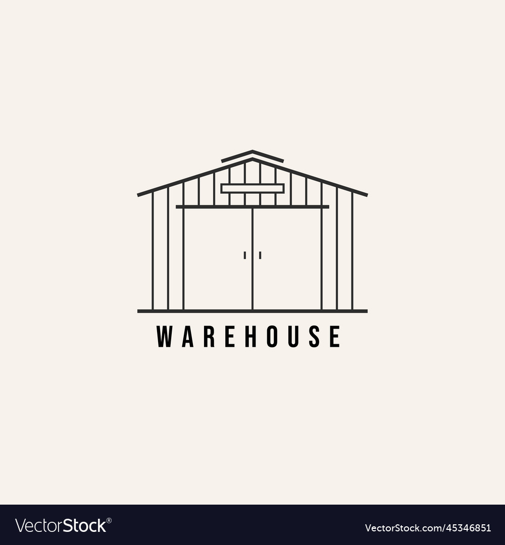 Warehouse storage line art logo symbol design Vector Image Warehouse storage line art logo symbol design Vector Image