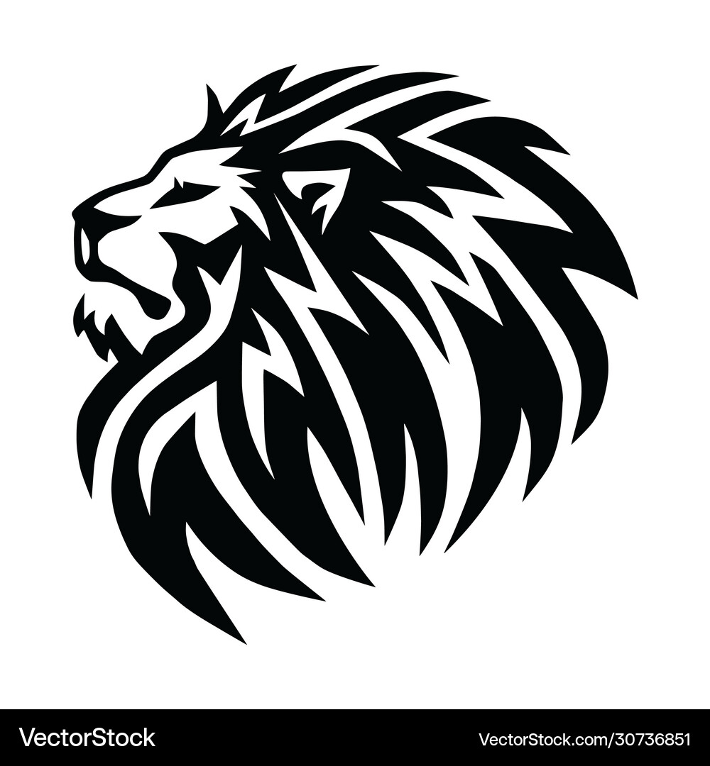 Wild Löwe Kopf Logo-Ikone Maskottchen-Design Vektorbild