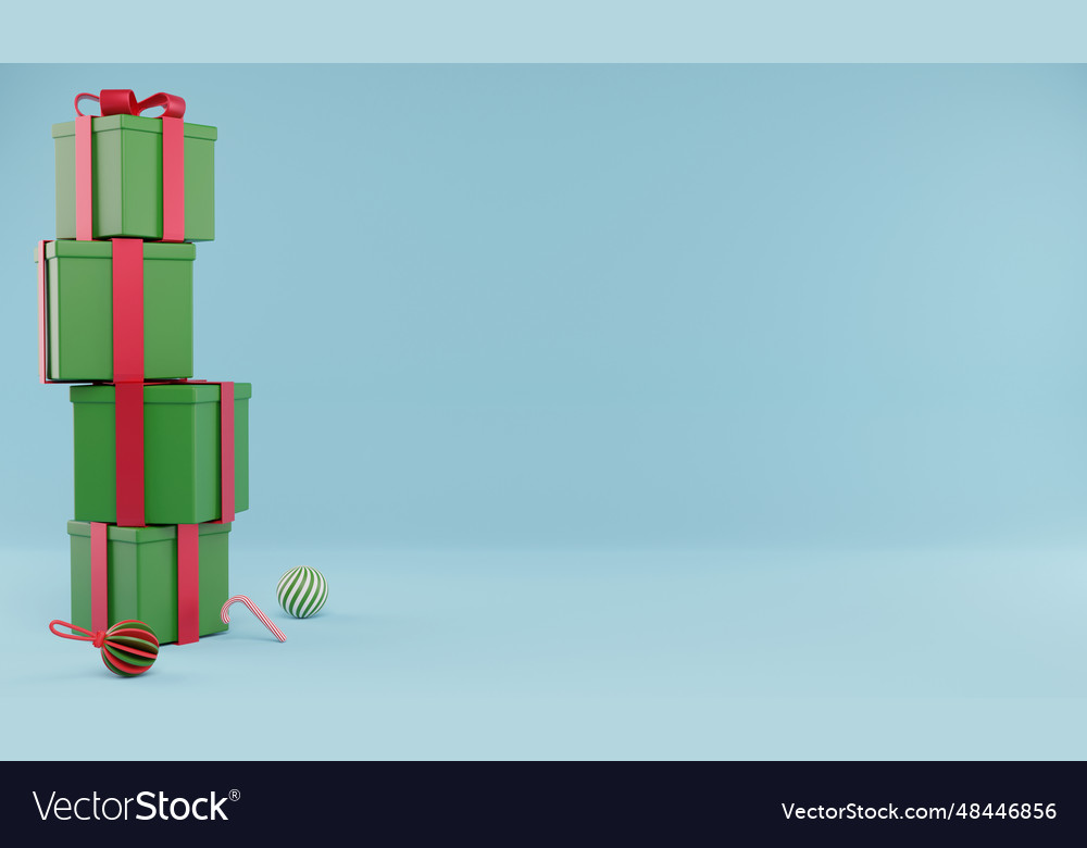 3d rendering stack christmas presents and Vector Image