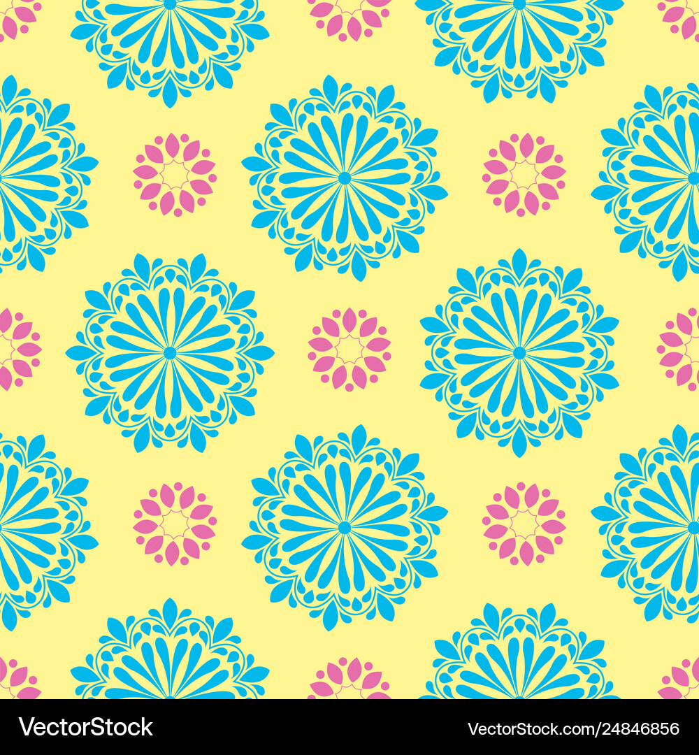 Bright mandala pattern in yellow with green Vector Image