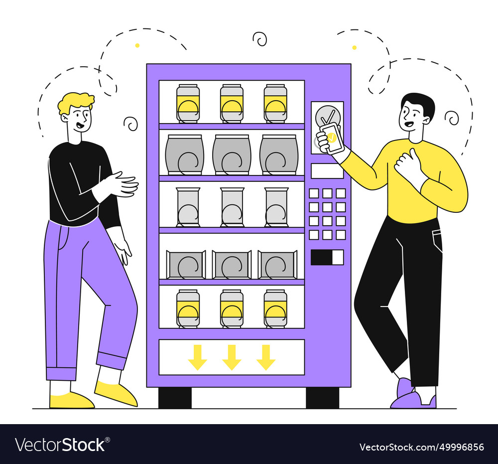 Buy from vending machine linear concept Royalty Free Vector