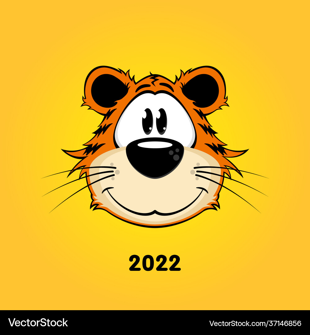 Cartoon face a cute tiger with smile Royalty Free Vector