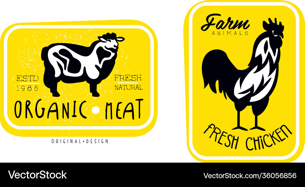 Collection organic meat logo design templates Vector Image