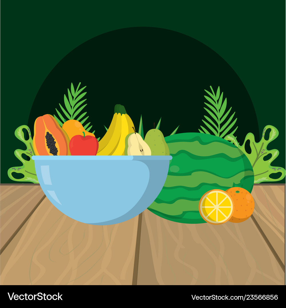 Fresh fruits cartoon Royalty Free Vector Image