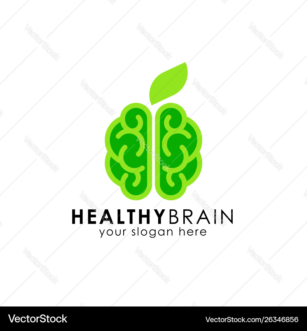 Healthy brain logo design green brain icon Vector Image