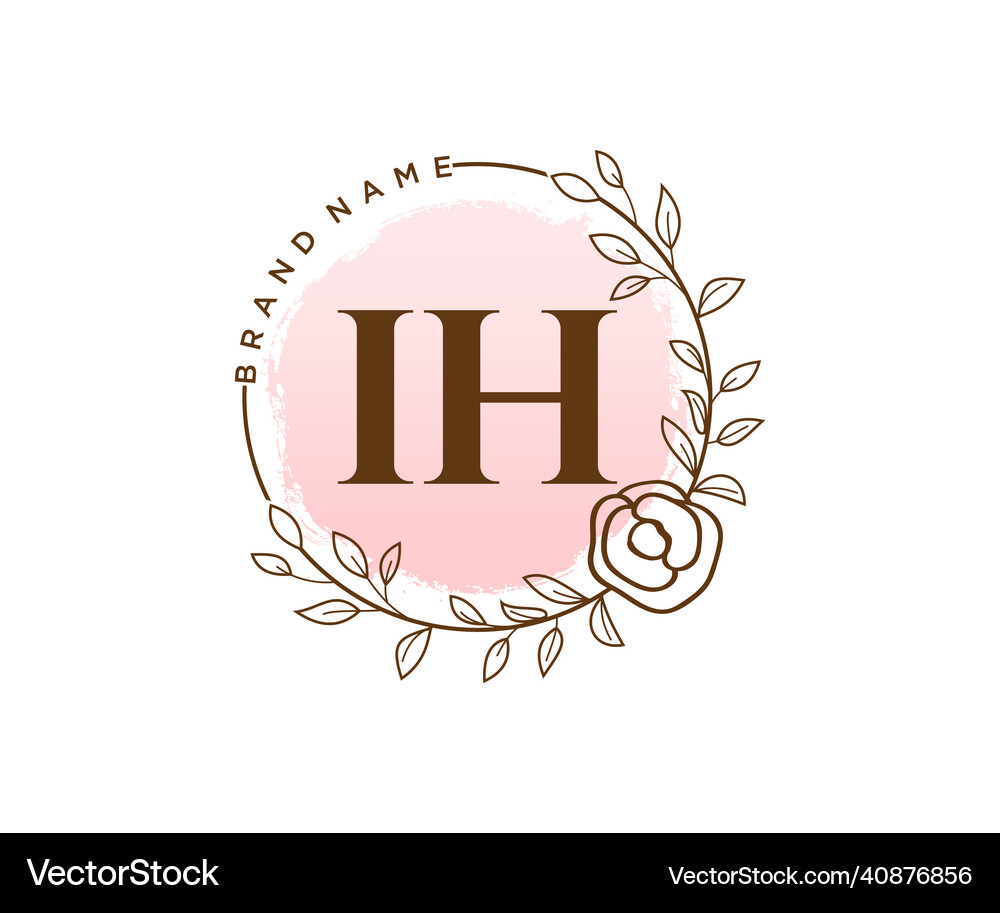 Initial ih feminine logo usable for nature salon Vector Image