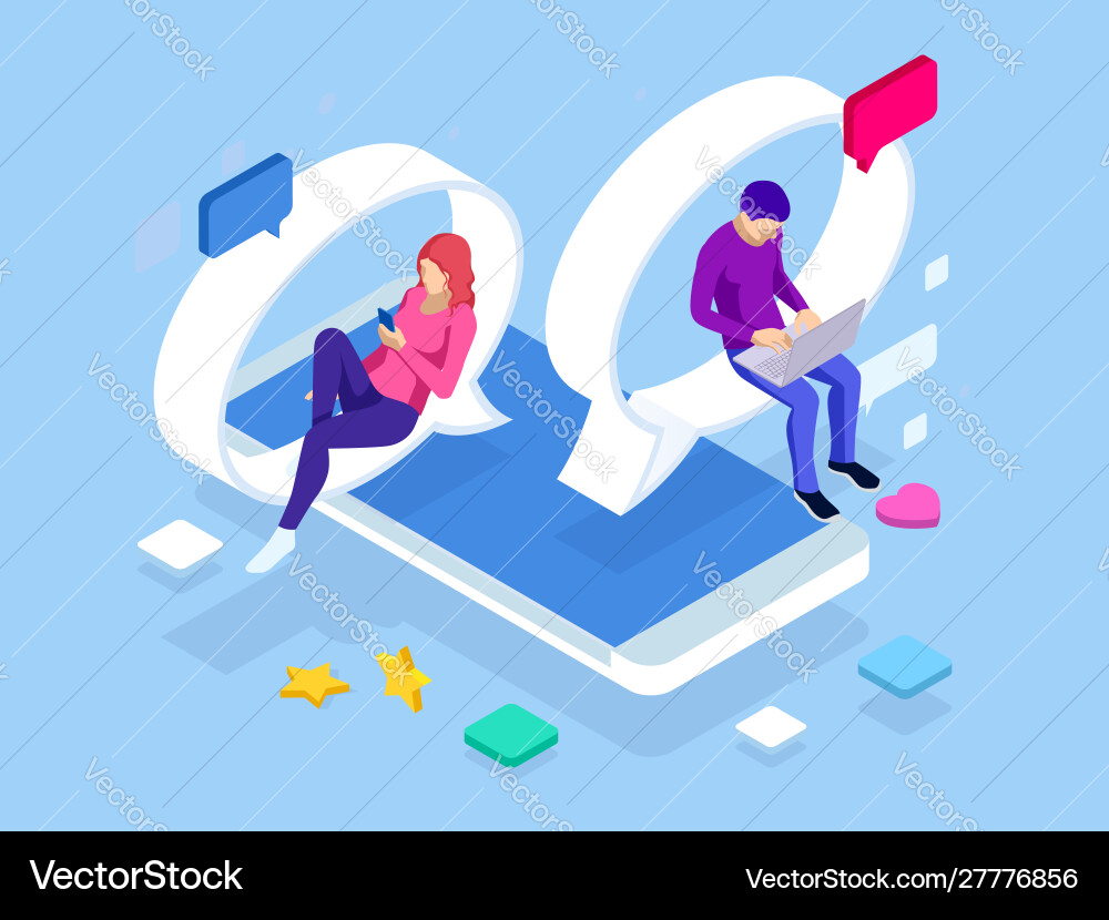 Isometric concept social media network digital Vector Image