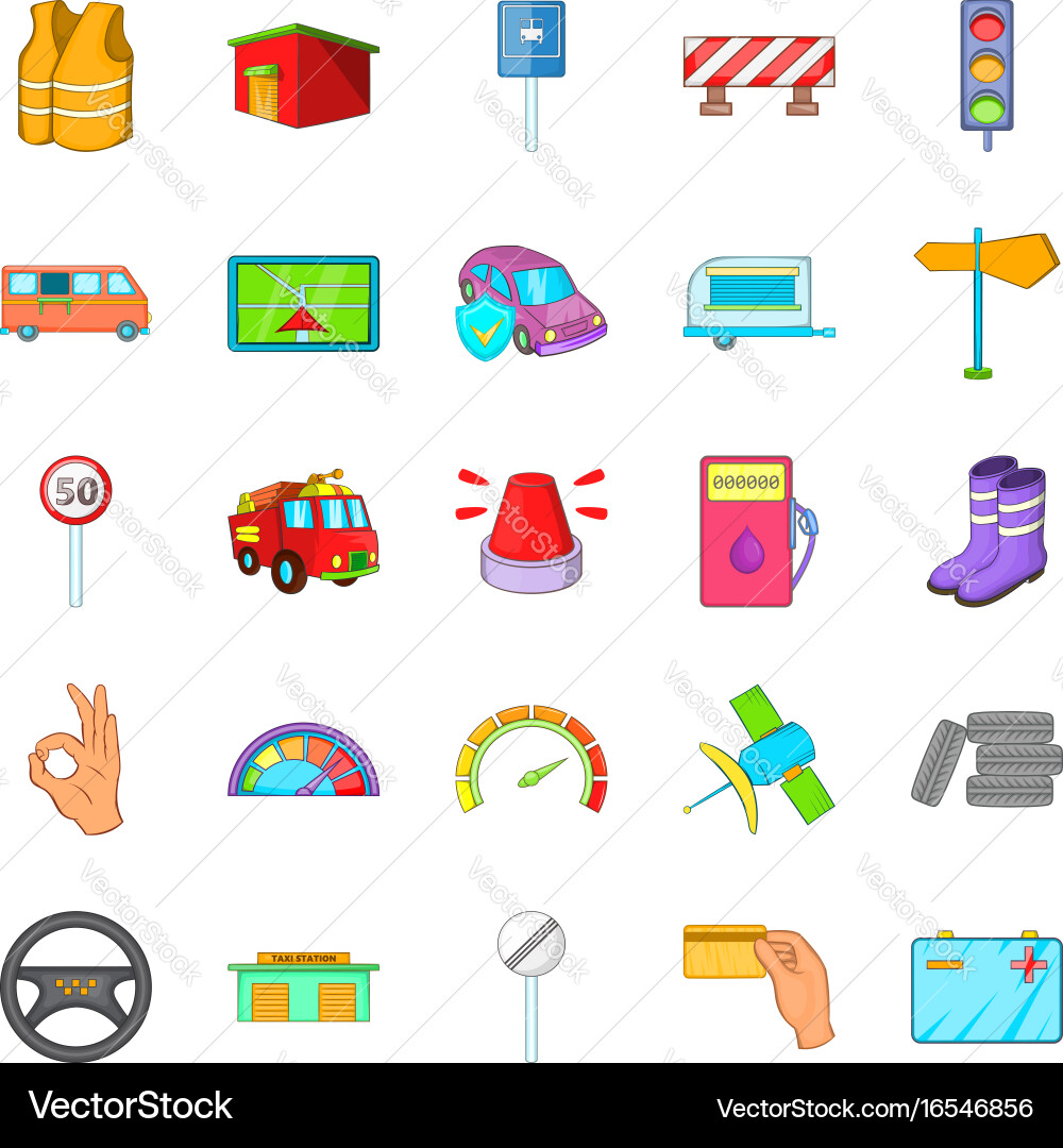 Lorry icons set cartoon style Royalty Free Vector Image