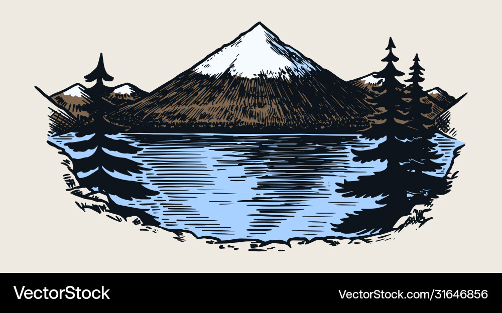 Mountain peaks vintage rock old highlands range Vector Image