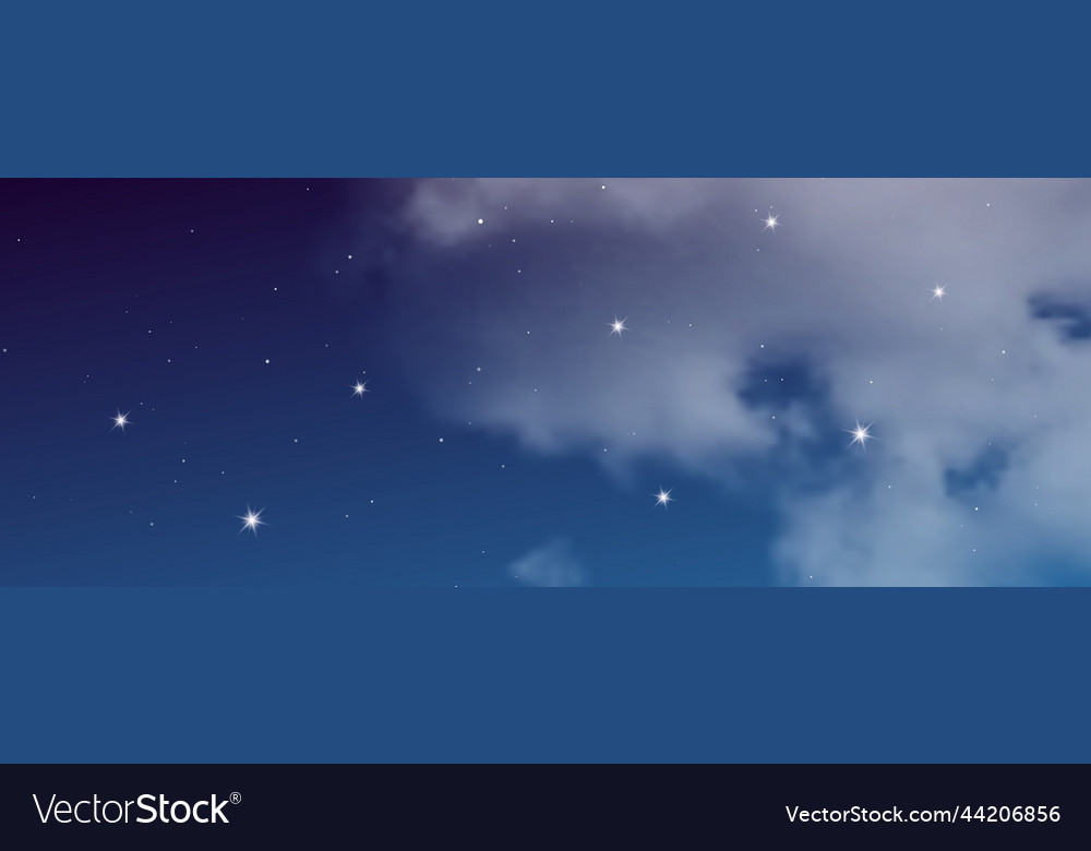 Night sky with clouds and many stars Royalty Free Vector