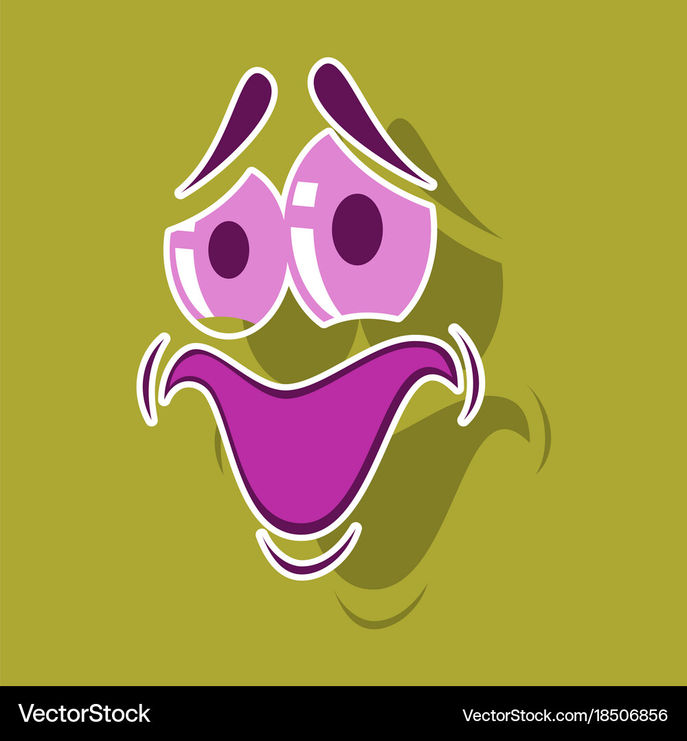 Realistic paper sticker on theme cartoon face Vector Image