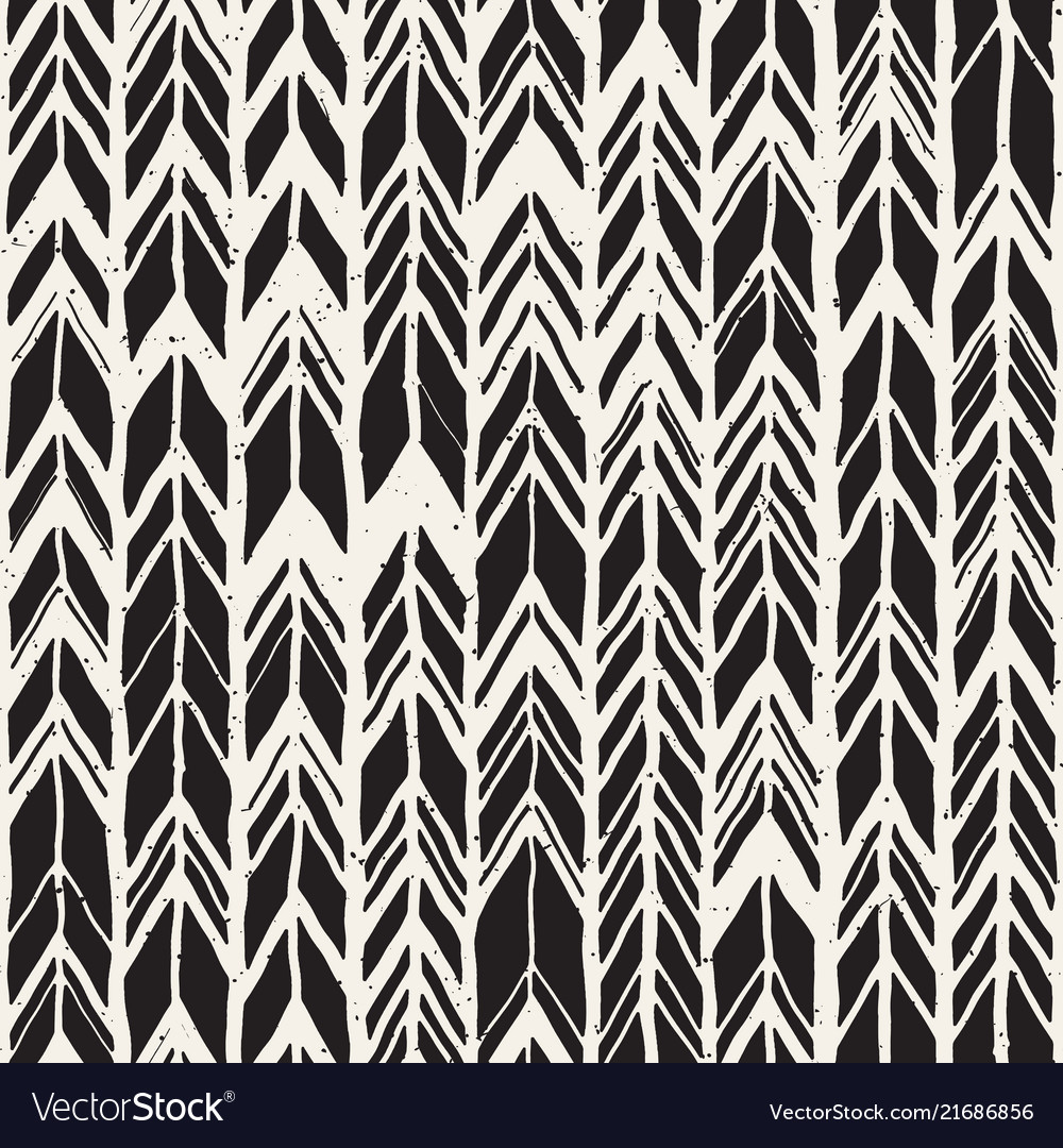 Seamless hand drawn style chevron pattern in black
