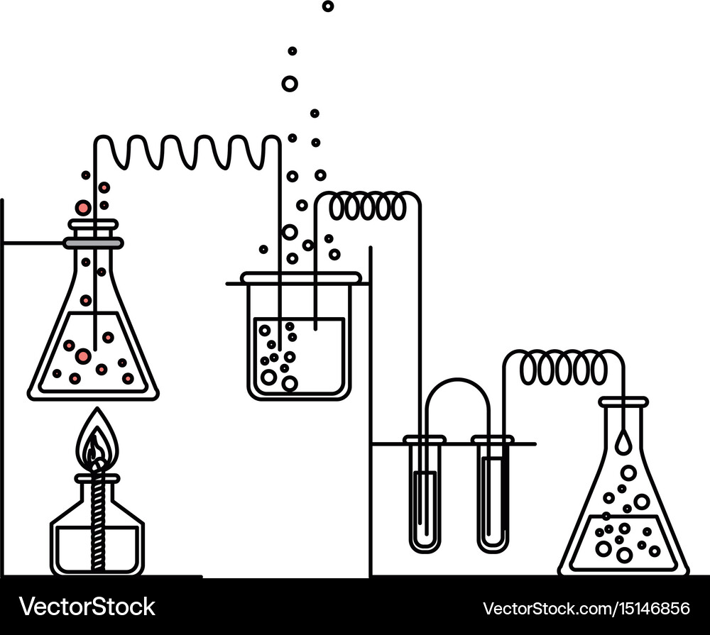 Sketch silhouette scene chemical laboratory Vector Image