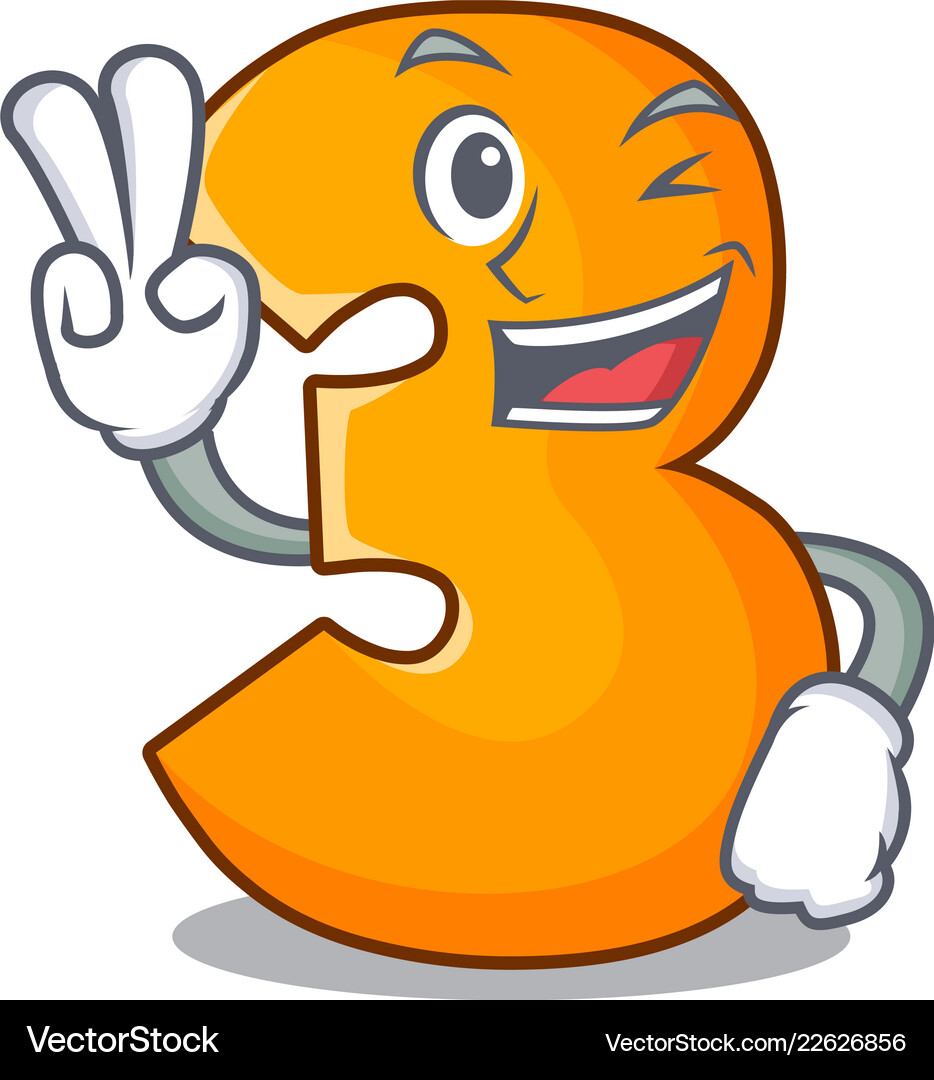 Two finger cartoon number three on the wall Vector Image