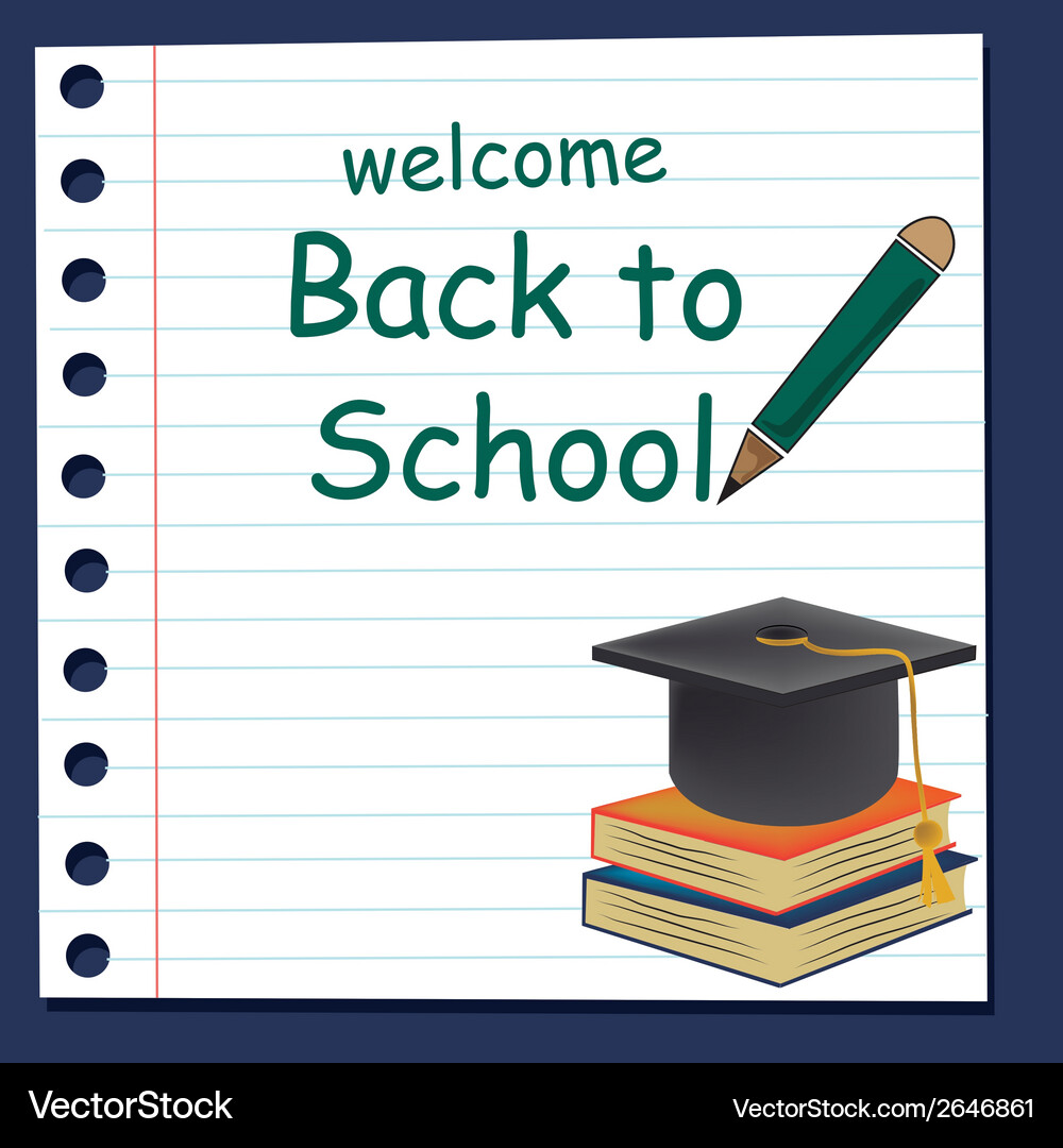 A paper for welcome to school with beret Vector Image