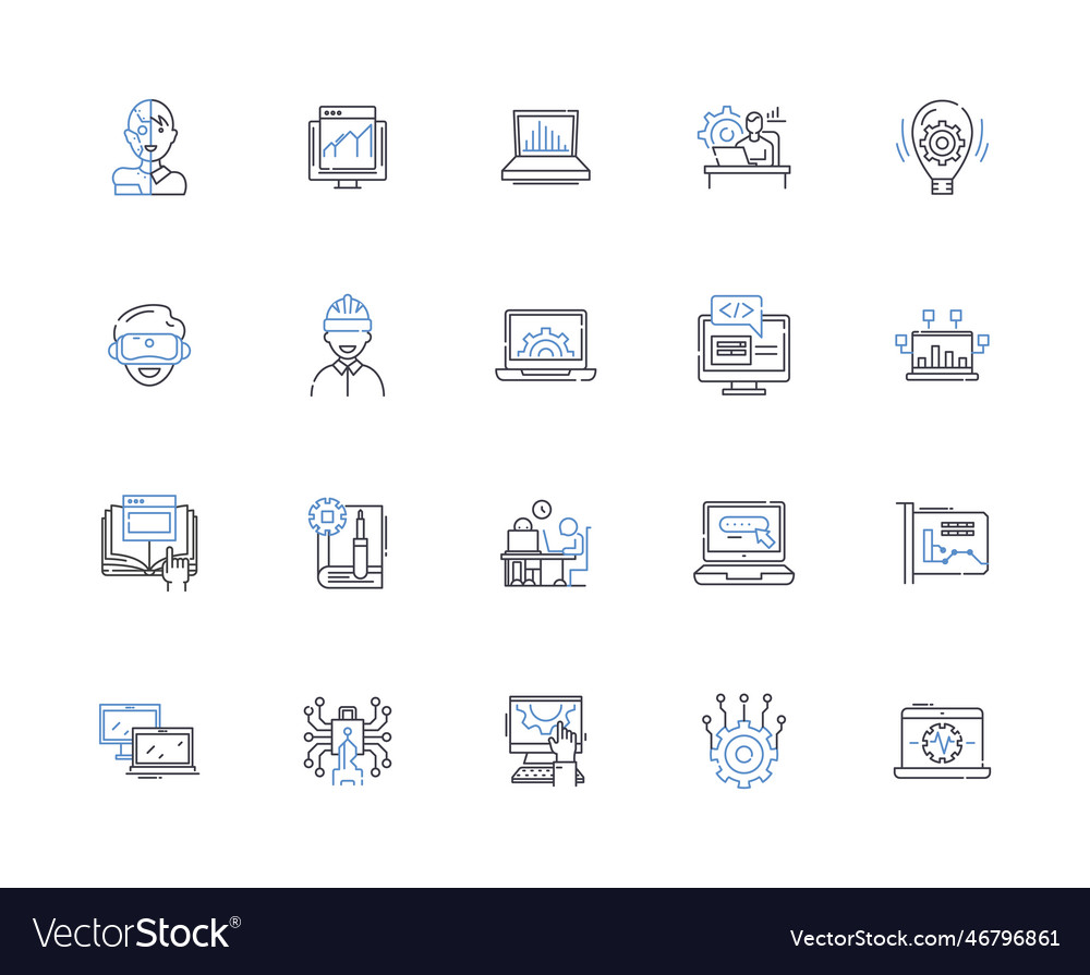 Content creation line icons collection writing Vector Image Content creation line icons collection writing Vector Image