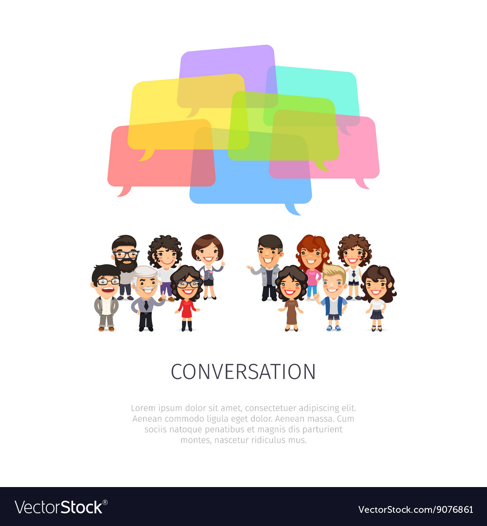 Conversation with colorful speech bubbles Vector Image