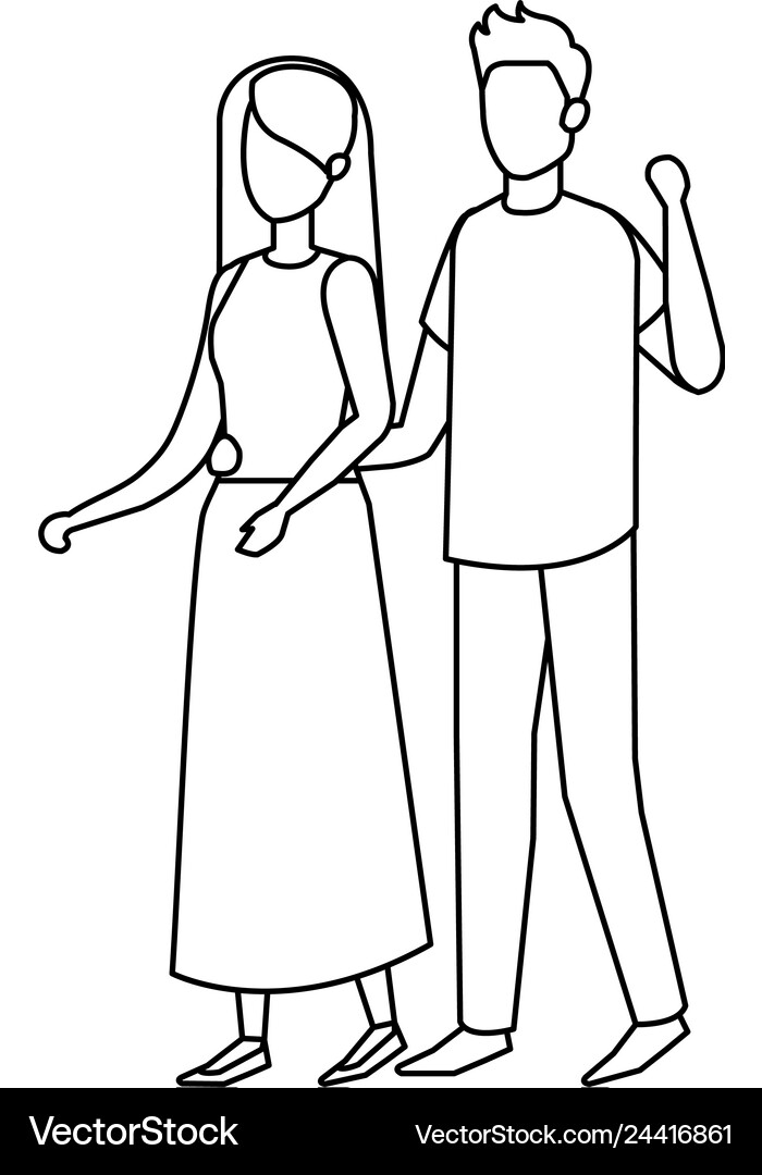 Couple avatar characters icons Royalty Free Vector Image