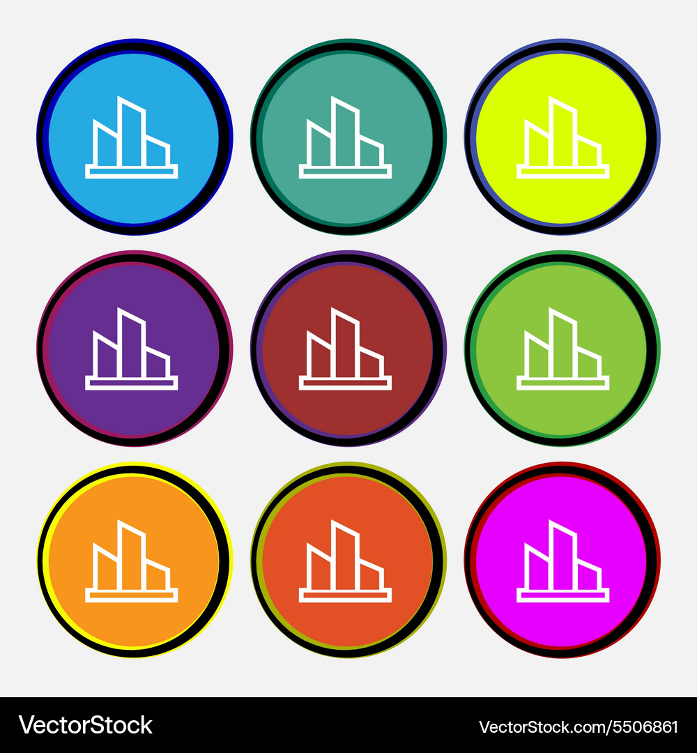 Diagram icon sign nine multi colored round buttons
