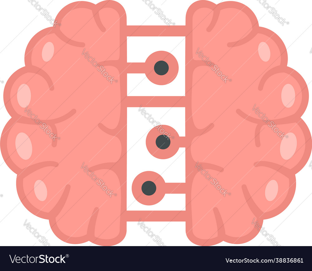 Future binary brain icon flat isolated Royalty Free Vector